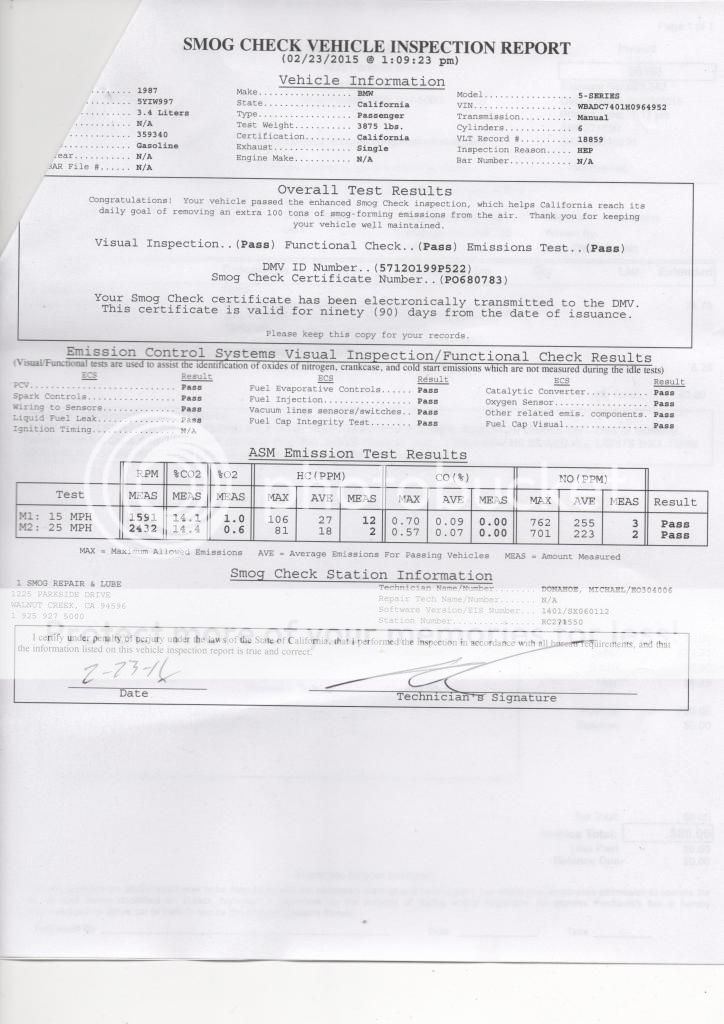 California smog test-PASSED