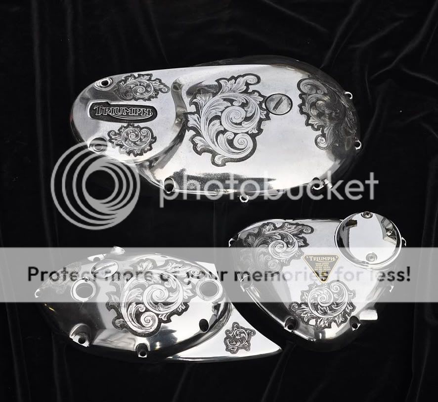 Hand Engraved Triumph Engine Cover Set | Jockey Journal Forum